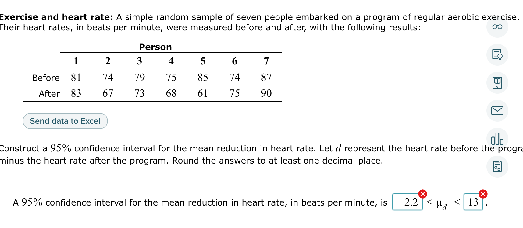 Solved Exercise and heart rate: A simple random sample of | Chegg.com