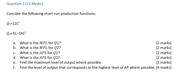 Solved Question 2 (15 Marks) Consider the following | Chegg.com