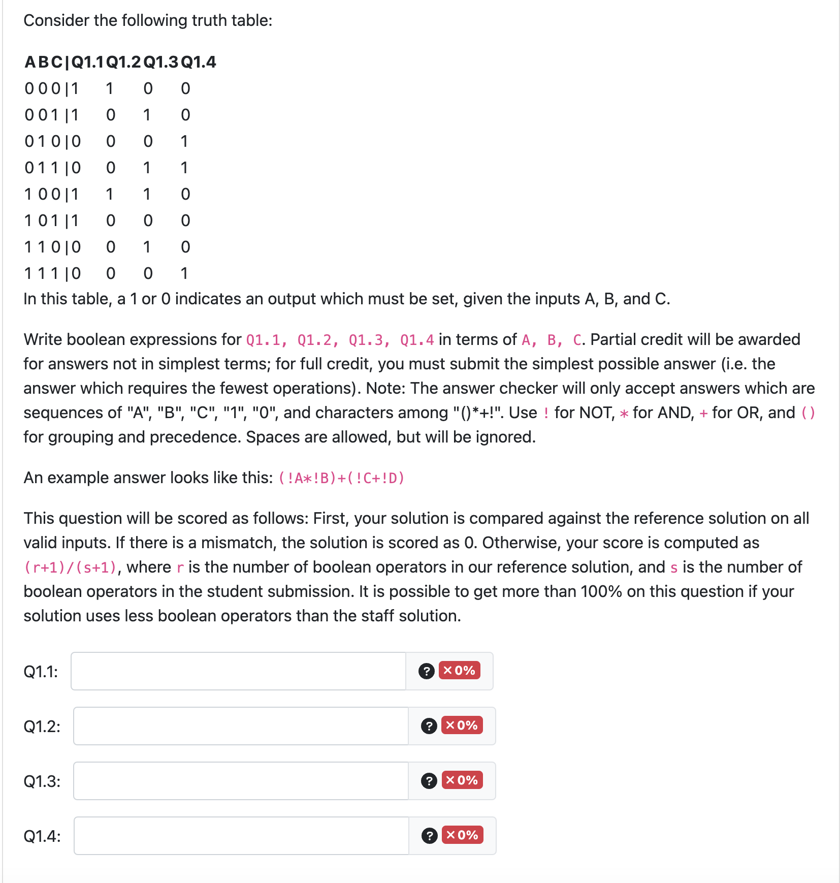 Solved Consider The Following Truth Table In This Table A