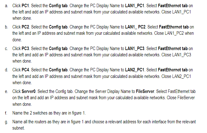 Solved a. Click PC1. Select the Config tab. Change the PC | Chegg.com