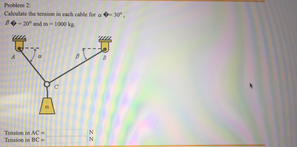 Solved Problem 2: Calculate the tension in each cable for a | Chegg.com