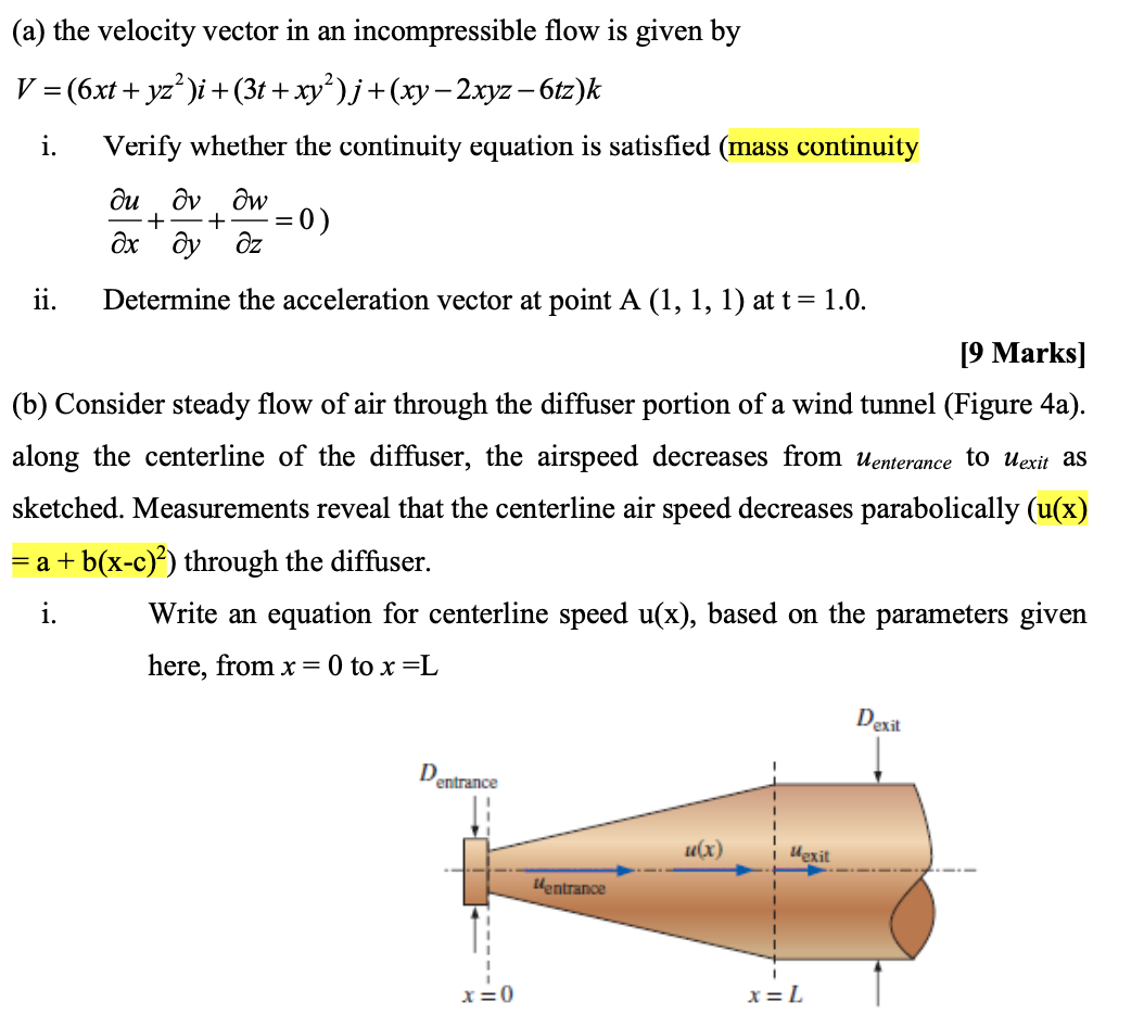 Solved (a) the velocity vector in an incompressible flow is | Chegg.com