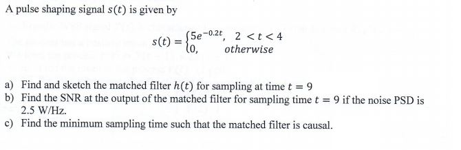 Solved A pulse shaping signal s(t) ﻿is given | Chegg.com