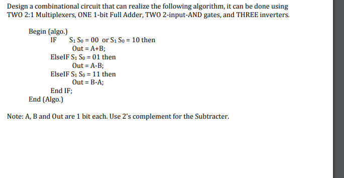 Solved Design a combinational circuit that can realize the | Chegg.com