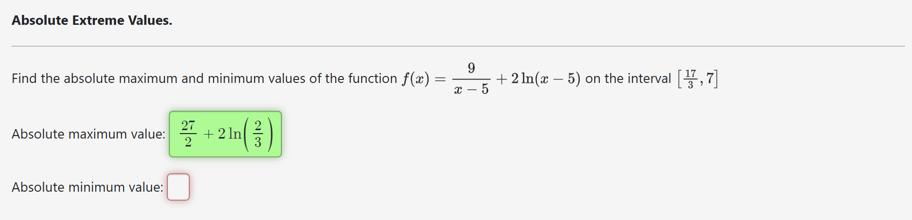 Solved Absolute Extreme Values.Find the absolute ﻿maximum | Chegg.com