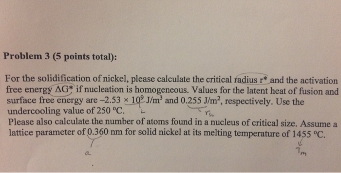 Solved Problem 3 (5 points total): For the solidification of | Chegg.com