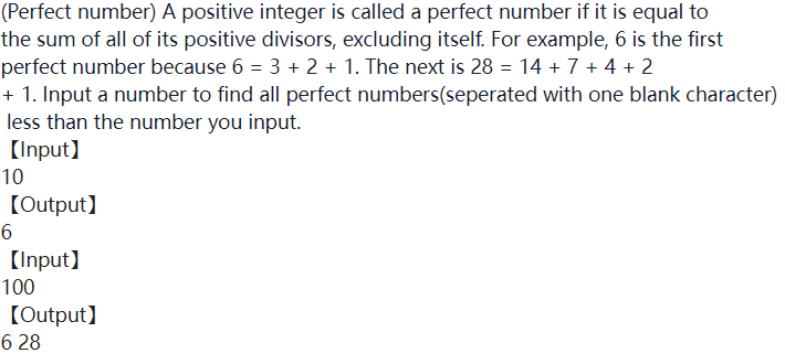 Solved (Perfect number) A positive integer is called a | Chegg.com