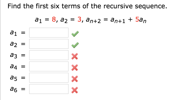 Solved Find the first six terms of the recursive sequence. | Chegg.com