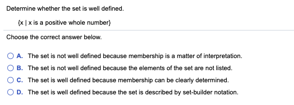Solved Determine whether the set is well defined. {x | x is | Chegg.com