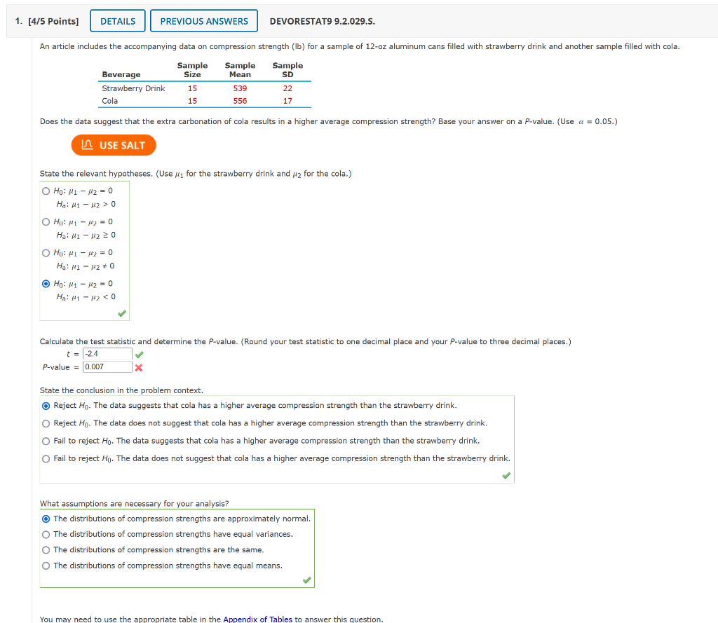 Solved 1. [4/5 Points] DETAILS PREVIOUS ANSWERS DEVORESTAT9 | Chegg.com