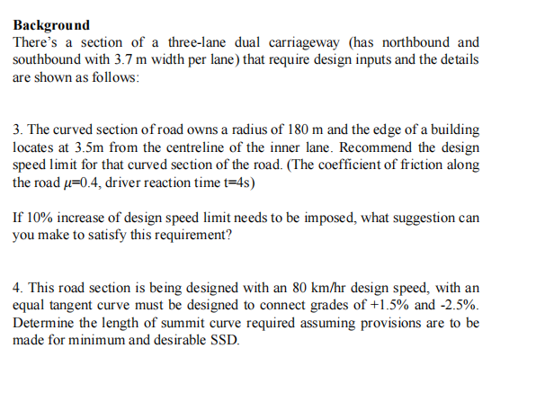 Solved There’s a section of a three-lane dual carriageway | Chegg.com