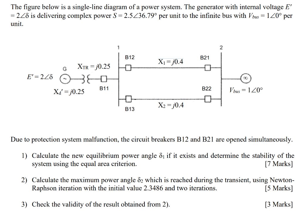 Solved The figure below is a single-line diagram of a power | Chegg.com