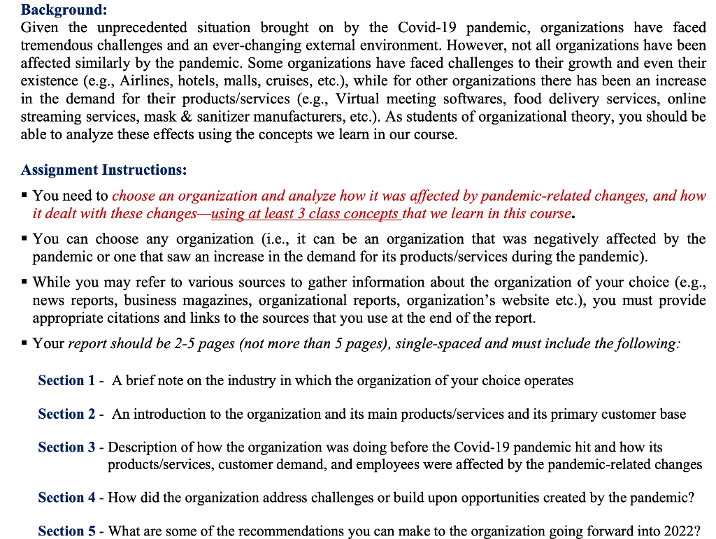 Solved Background: Given the unprecedented situation brought | Chegg.com