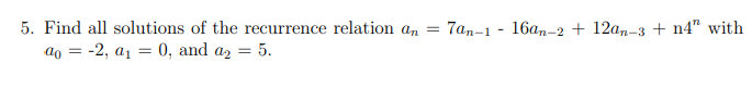 Solved 5. Find all solutions of the recurrence relation | Chegg.com