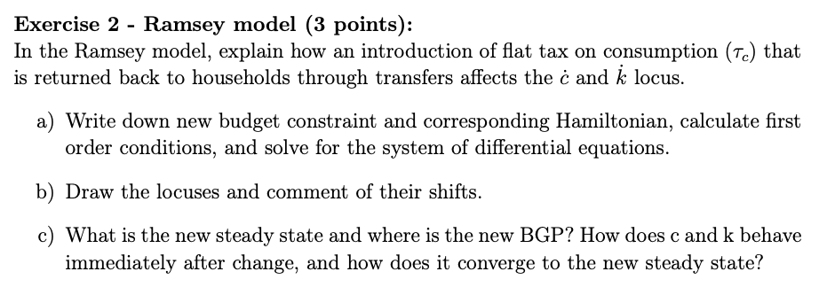 Solved - Exercise 2 - Ramsey model (3 points): In the Ramsey | Chegg.com