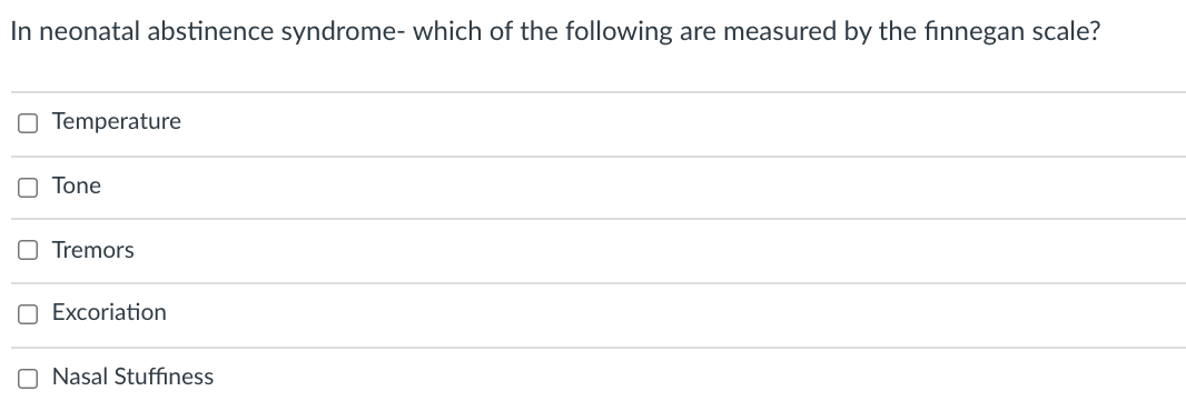 Solved In neonatal abstinence syndrome- which of the | Chegg.com