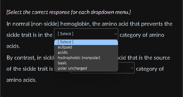 Solved [Select the correct response for each dropdown | Chegg.com