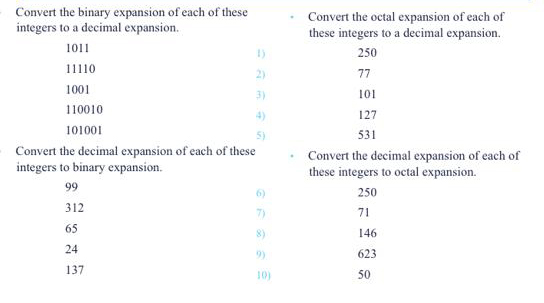 Solved Convert the binary expansion of each of theseintegers | Chegg.com
