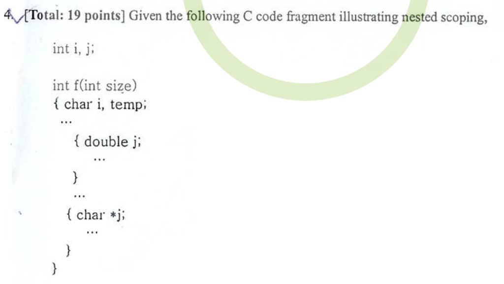 Solved 4Total: 19 points] Given the following C code | Chegg.com