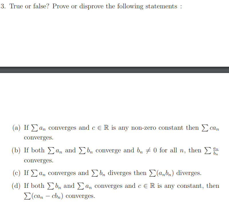 Solved 3. True or false? Prove or disprove the following | Chegg.com