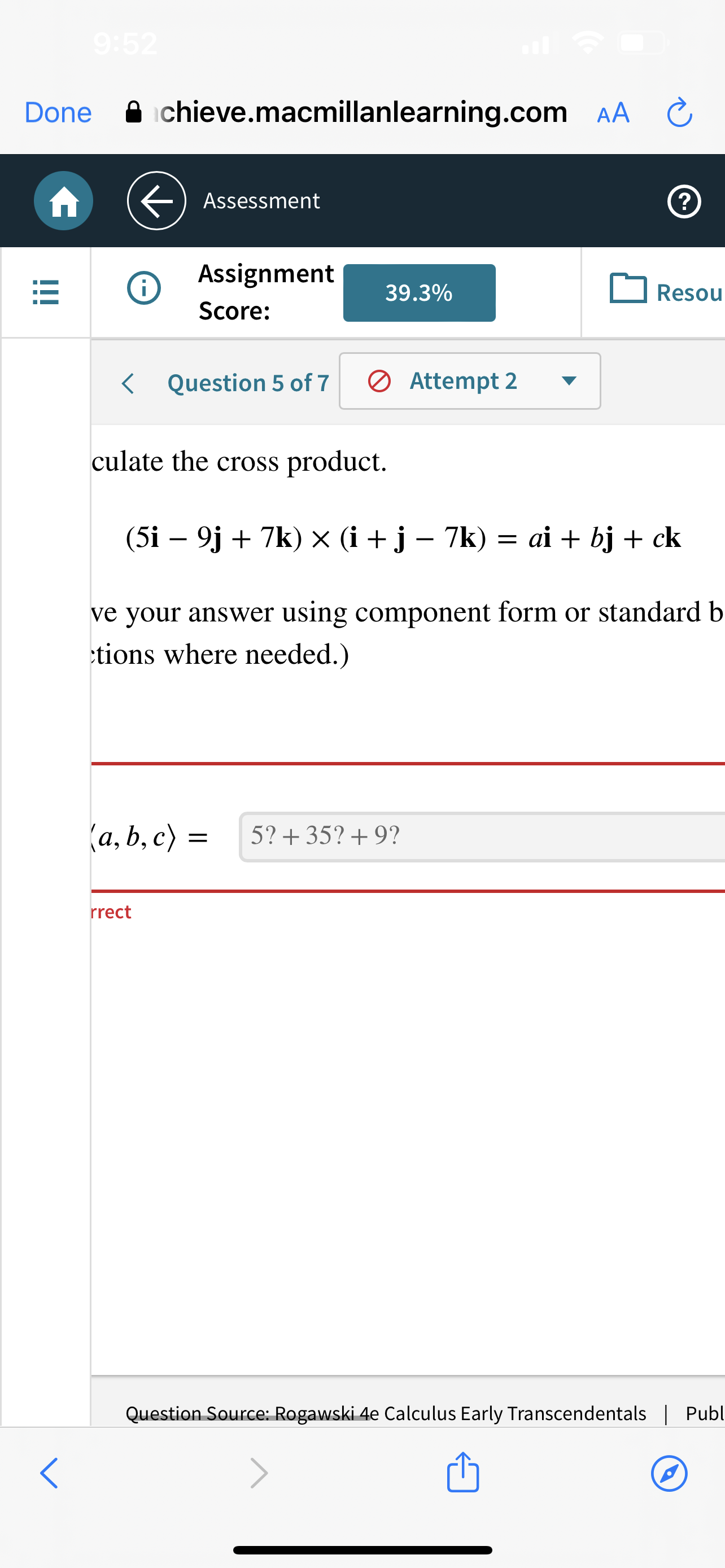 Solved culate the cross product. | Chegg.com