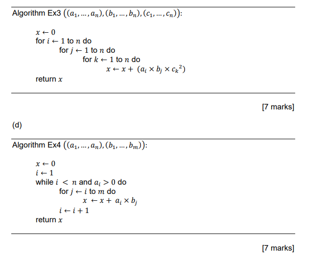 Solved Q2) Specify the running time of each of the following | Chegg.com