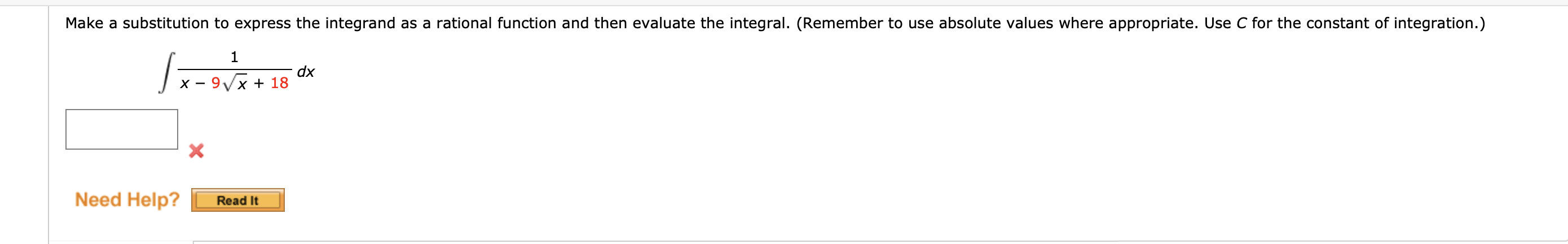 Solved ∫x−9x+181dx | Chegg.com