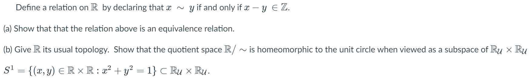 Solved Define a relation on R by declaring that x ~ y if and | Chegg.com