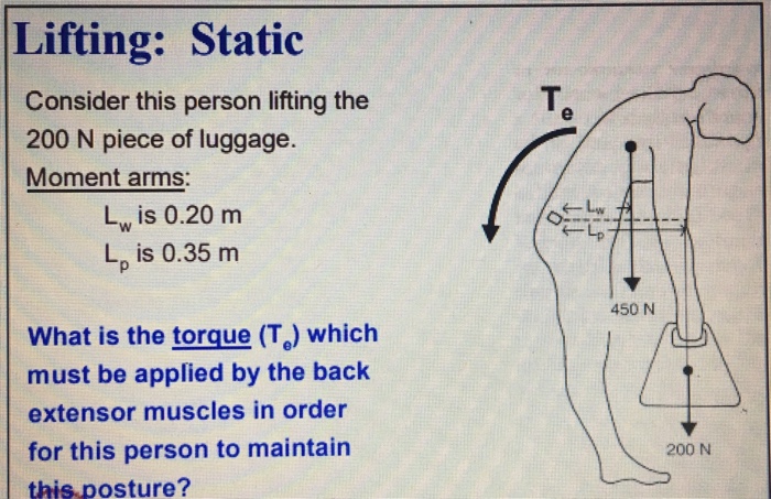Solved Lifting: Static Consider this person lifting the 200 | Chegg.com