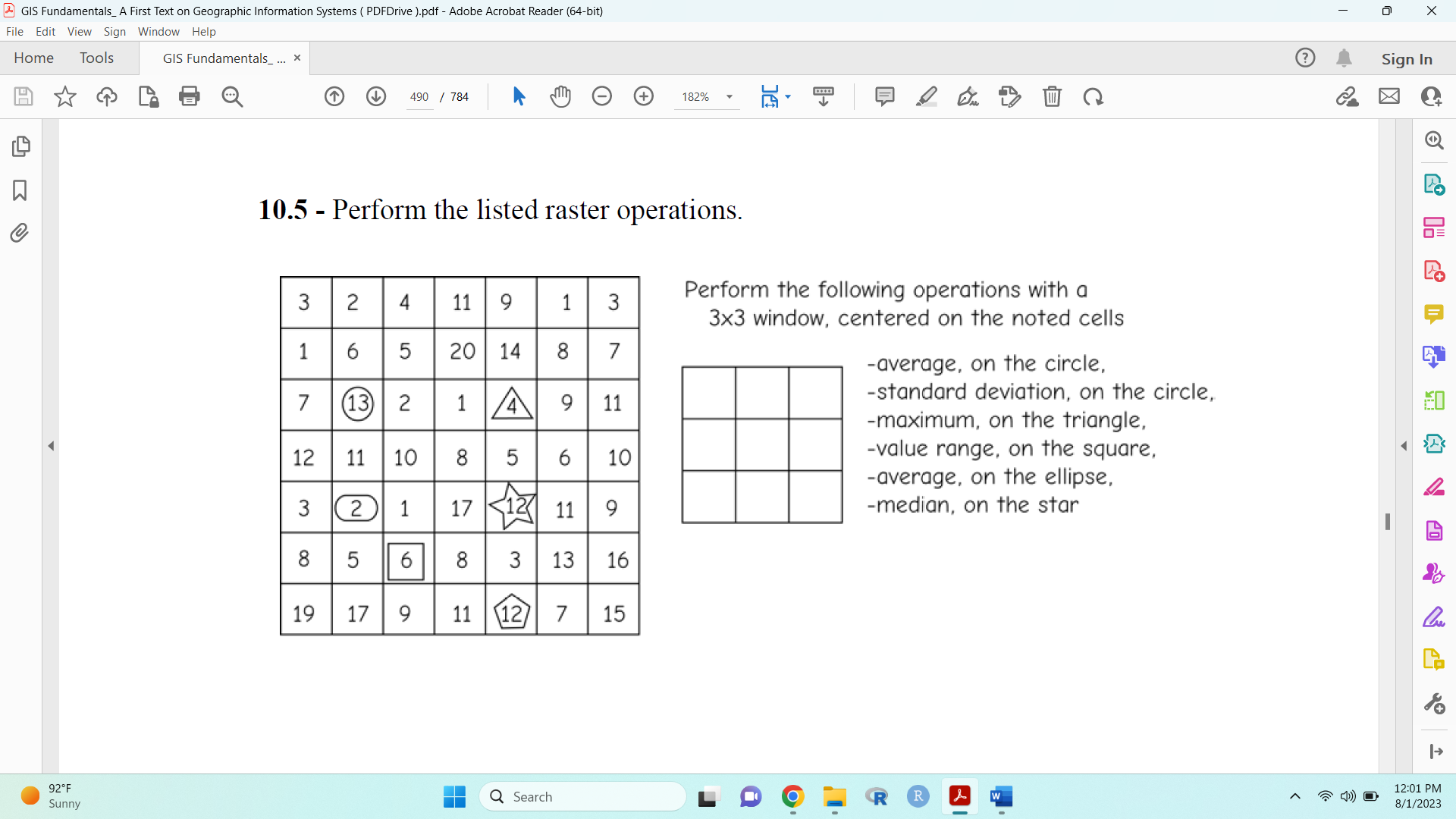 Solved 10.5 - Perform the listed raster operations. Perform | Chegg.com