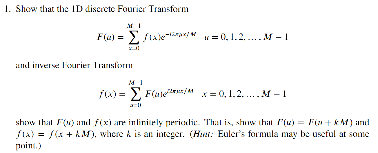 Solved 1 Show That The 1d Discrete Fourier Transform