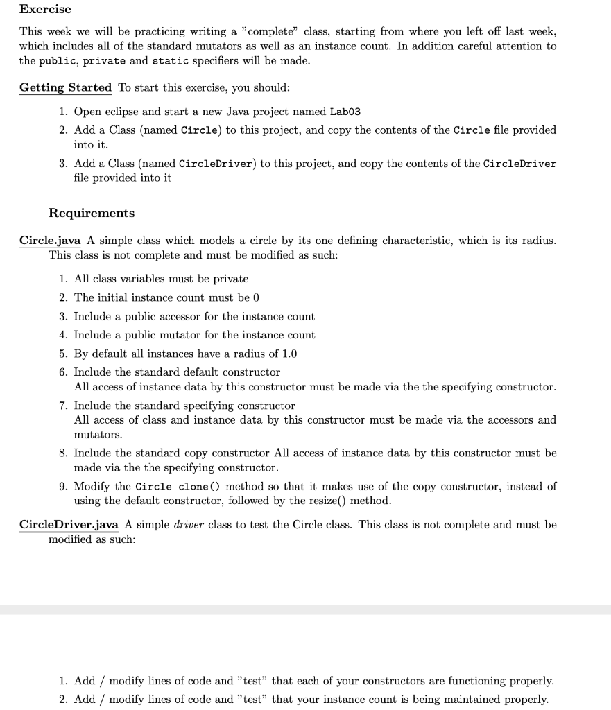 Solved Exercise This week we will be practicing writing a | Chegg.com