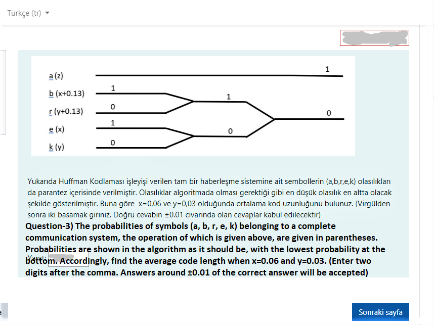 Solved Question-3) The probabilities of symbols (a, b, r, e, | Chegg.com