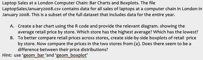 Solved Laptop Sales at a London Computer Chain: Bar Charts | Chegg.com