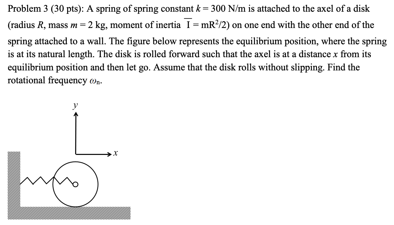 Solved Problem 3 (30 pts): A spring of spring constant k = | Chegg.com
