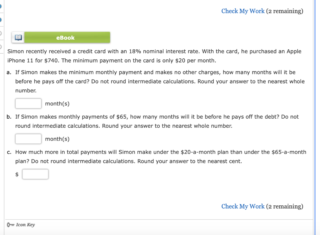 Solved Check My Work (2 remaining) eBook Simon recently | Chegg.com