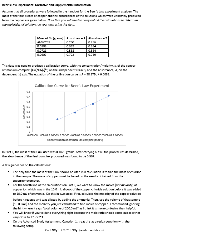 Solved PART I: Generating a Calibration Curve To use the | Chegg.com