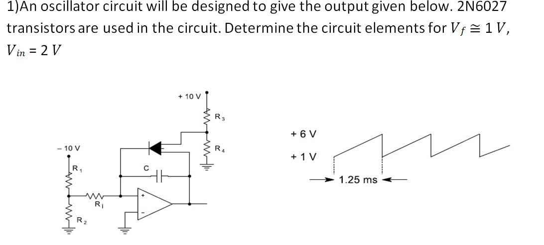 1)An oscillator circuit will be designed to give the | Chegg.com