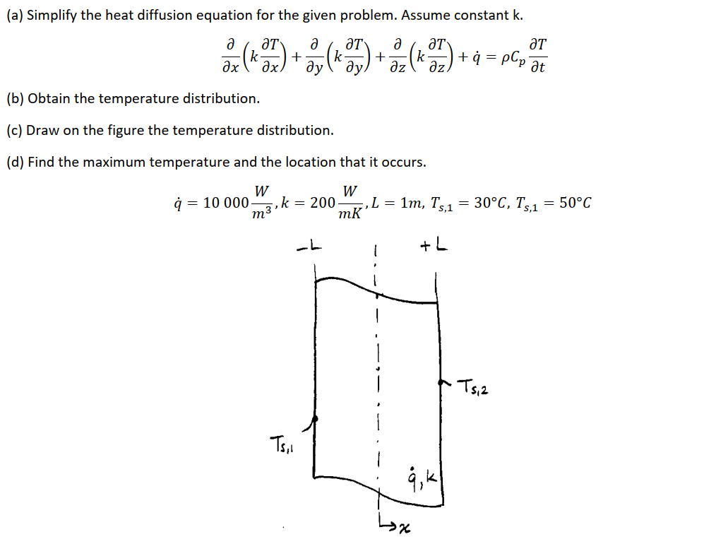 Solved (a) Simplify the heat diffusion equation for the | Chegg.com