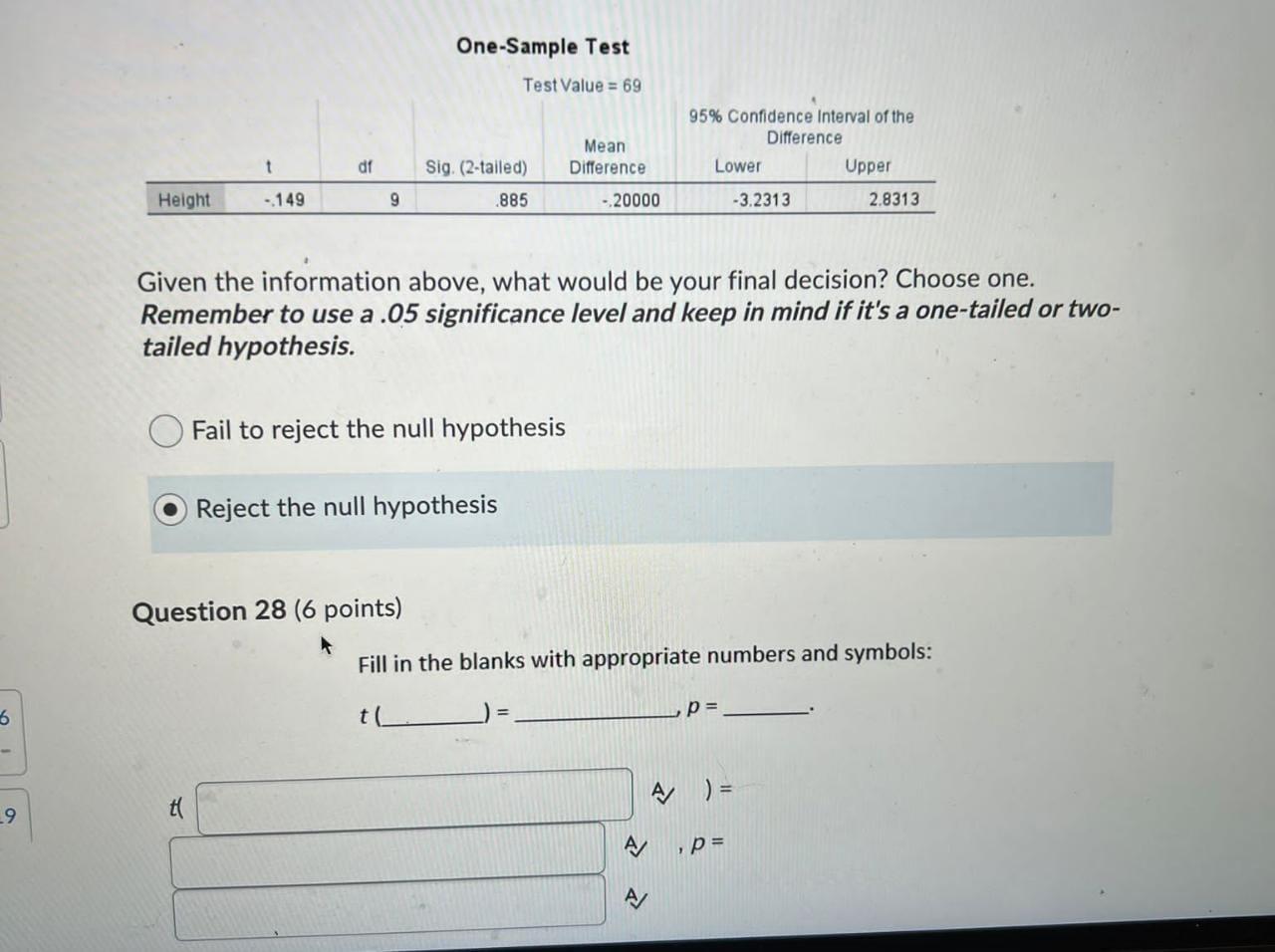 Solved Question 27 (2 points) One-Sample Statistics Std. | Chegg.com