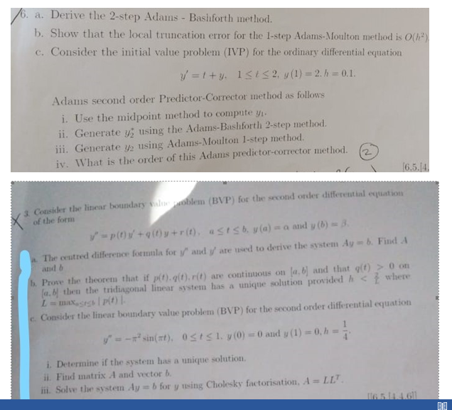 76. a. Derive the 2-step Adams - Bashforth method. b. | Chegg.com