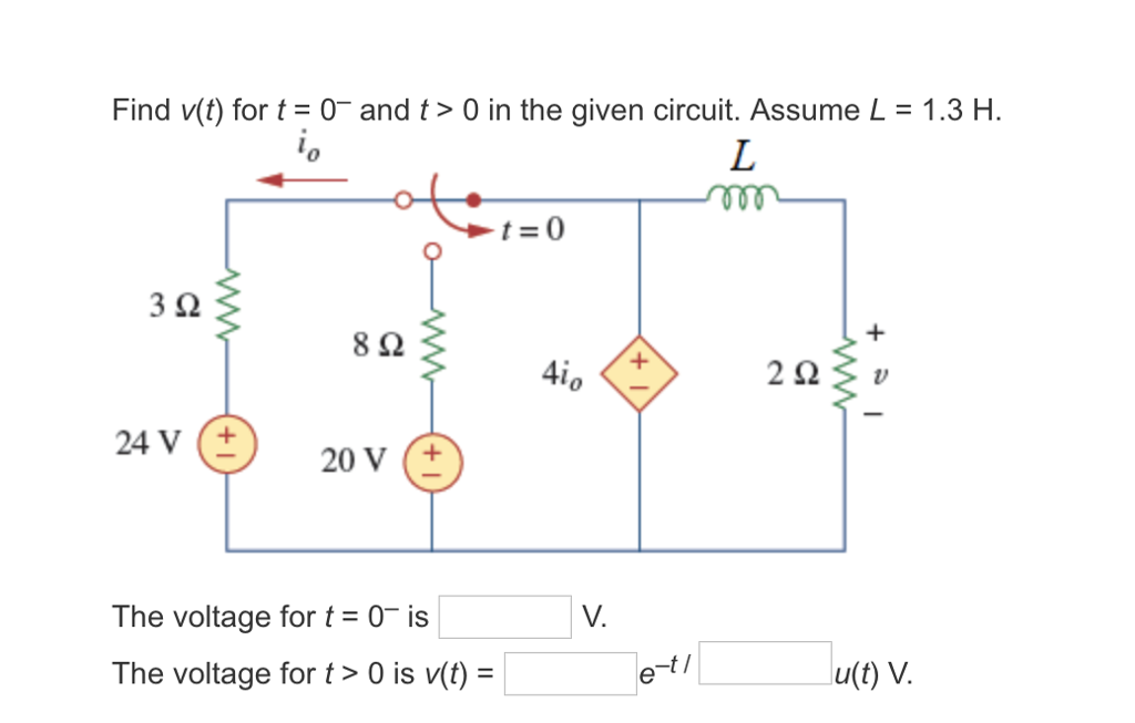 Solved Find v(t) for ț= 0-and t> 0 in the given circuit. | Chegg.com