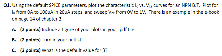Solved Q1. Using the default SPICE parameters, plot the | Chegg.com