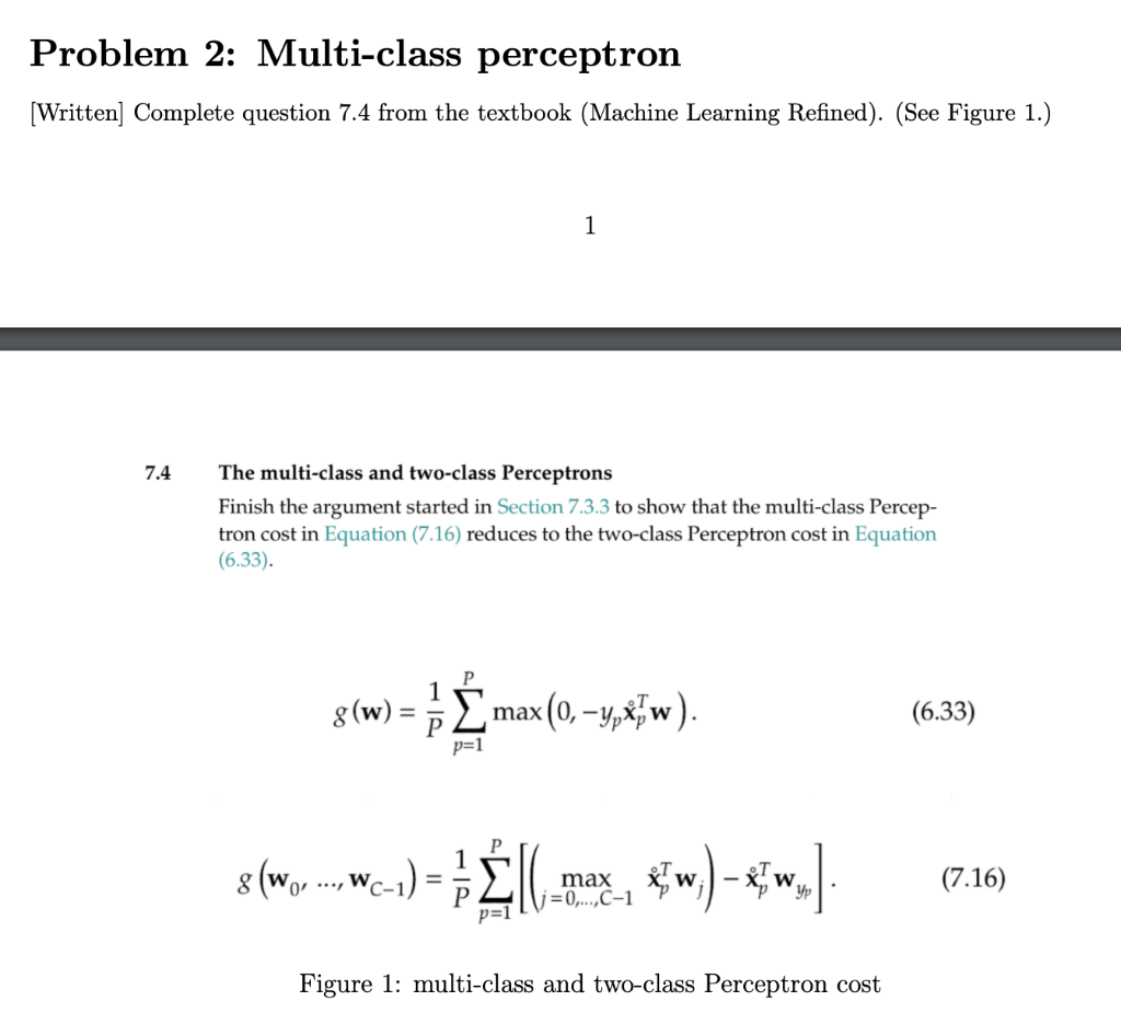 Solved Problem 2: Multi-class perceptron [Written] Complete | Chegg.com