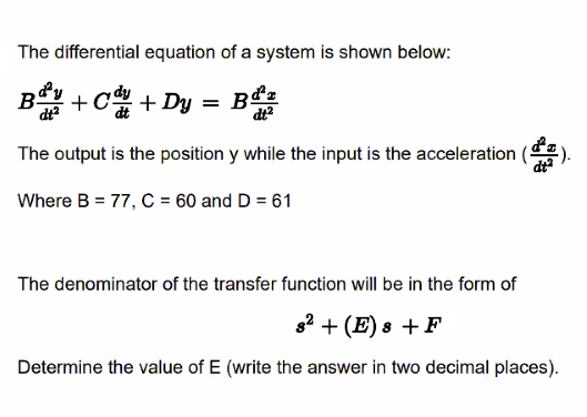 Solved The differential equation of a system is shown below: | Chegg.com