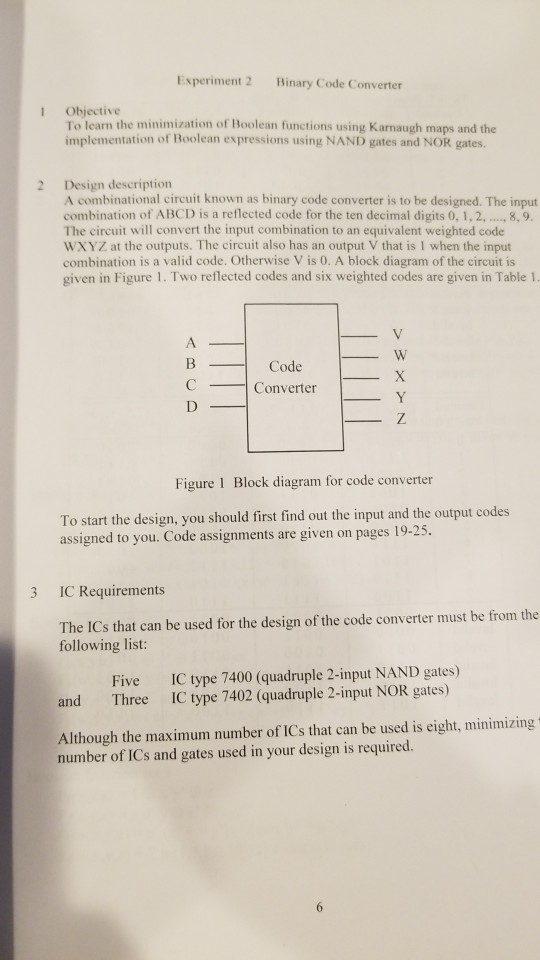 Solved Experiment 2 Binary Code Converter 1 Objective To | Chegg.com