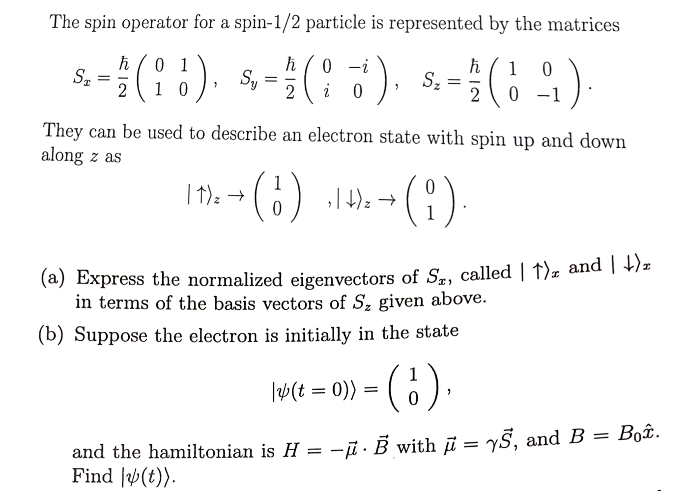 Solved The spin operator for a spin-1/2 particle is | Chegg.com