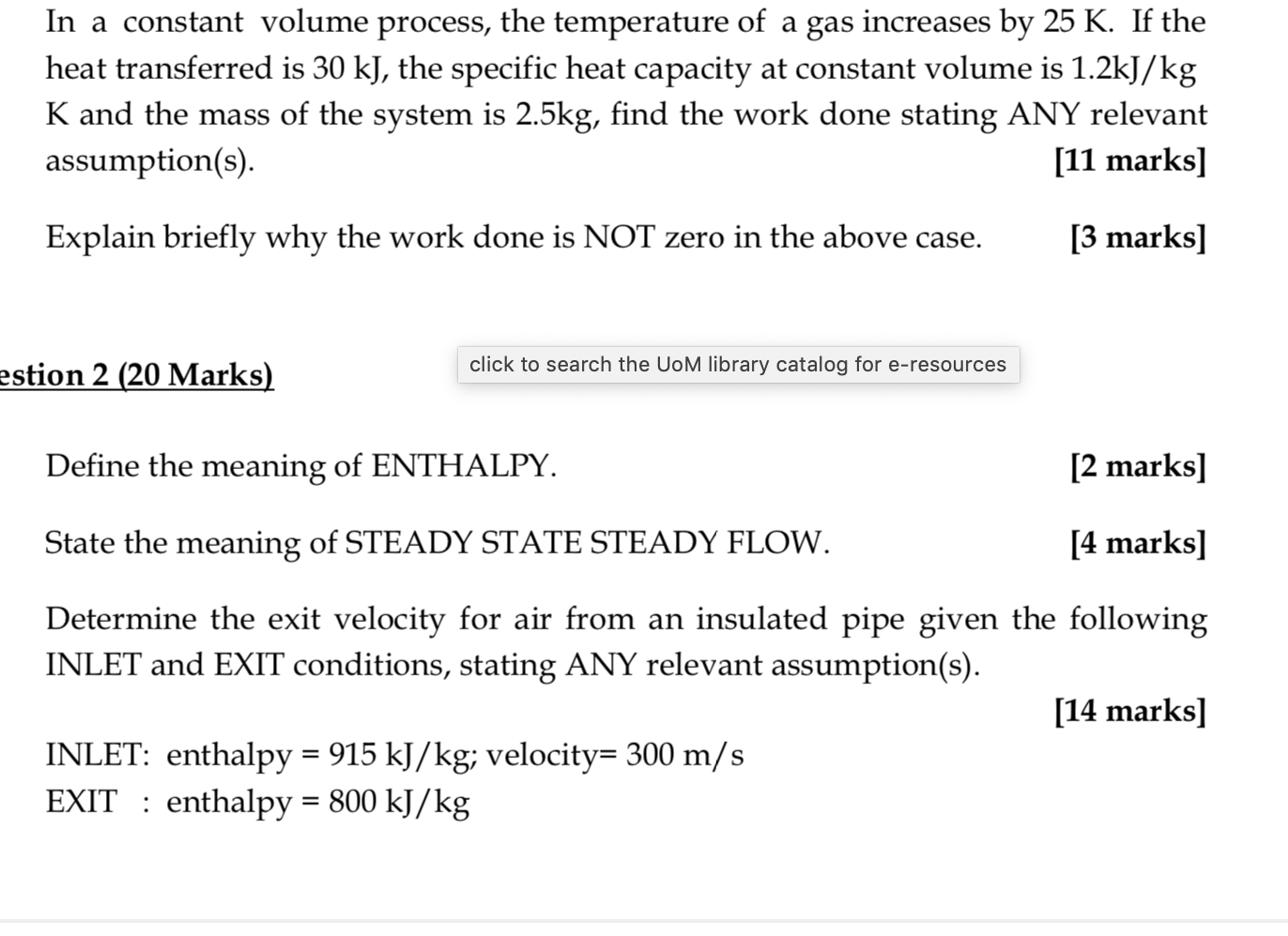 Solved In a constant volume process, the temperature of a | Chegg.com