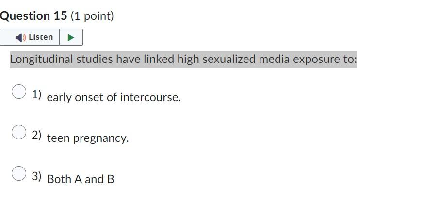 Solved Longitudinal studies have linked high sexualized | Chegg.com