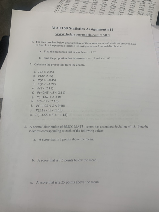 Solved MAT150 Statistics Assignment #11 | Chegg.com